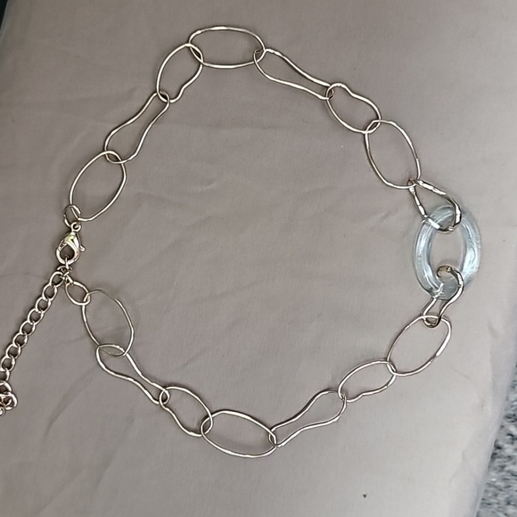 Accessories | Clear Baby Blue Gold Chain Link Necklace Unique Shaped ...